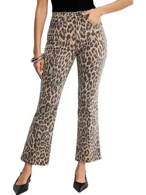 Good American Good Standard Kick Flare Leopard Jeans - Lucky Leopard