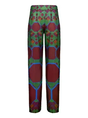 PAULA Geometric-print Trousers - Green