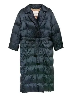 Max Mara Quilted Belted Coat - Blue