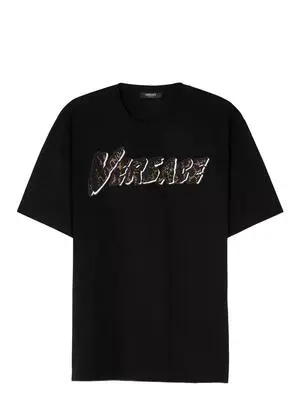 Versace Embellished Logo T-shirt - Black