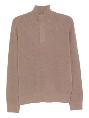 Canali High-neck Half-zip Sweater - Neutrals