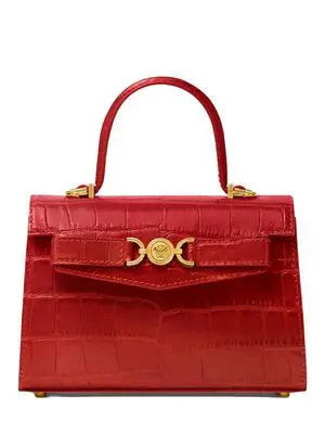 Versace Small Crocodile-embossed Top-handle Bag - Red