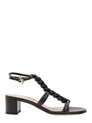 GIANVITO ROSSI 45mm Capua Leather Heeled Sandals - Black