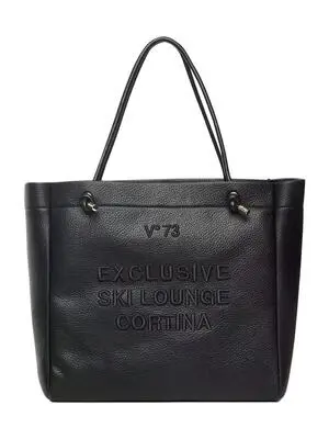 V°73 Embroidered Logo Shoulder Bag - Black