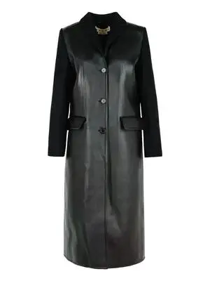 Marni Leather Coat With Wool Panels - Black