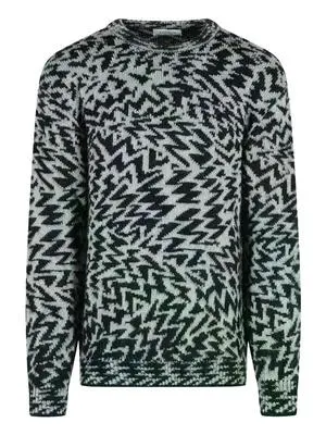 LANEUS Abstract Pattern Wool-blend Sweater - Grey