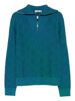 CANALI Diamond-Pattern Zip-Neck Sweater