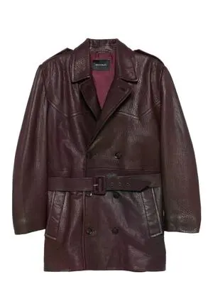 MANOKHI Belted Double-breasted Coat - Red