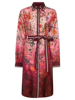 Gucci Floral-print Belted Shirt Dress - Red