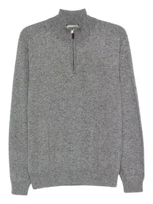 Canali Wool Half-zip Sweater - Grey