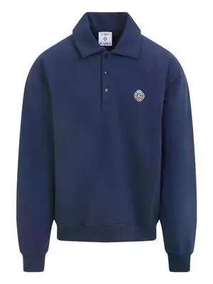 Casablanca Polo-neck Embroidered Sweatshirt Blue