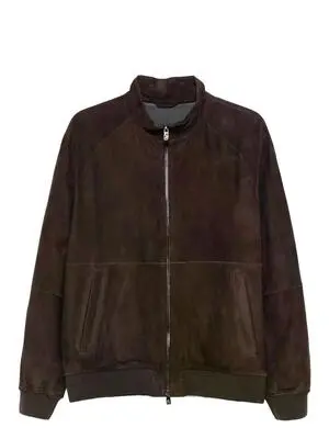 Corneliani Zip-front Suede Jacket - Brown
