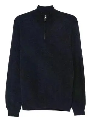 Canali Speckled Half-zip Sweater - Blue