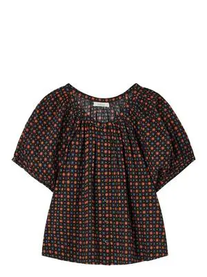 DÔEN June Floral-print Organic Cotton-voile Blouse - Multi