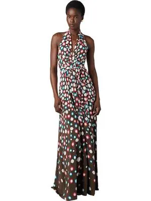 Diane Von Furstenberg Callie Maxi Dress - Leopard Spot Coffee Grind