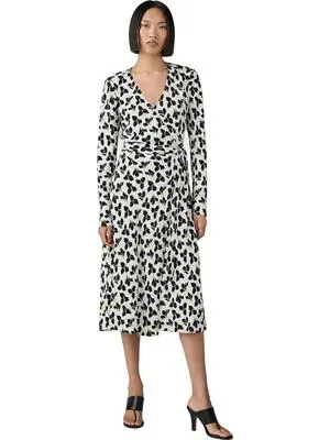 Diane Von Furstenberg Tilly Wrap Dress - Graphic Flower Small White