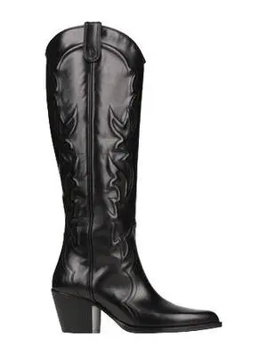Maje Leather Cowboy Boots - Black