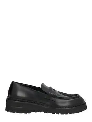 Giorgio Armani Leather Penny Loafers - Black