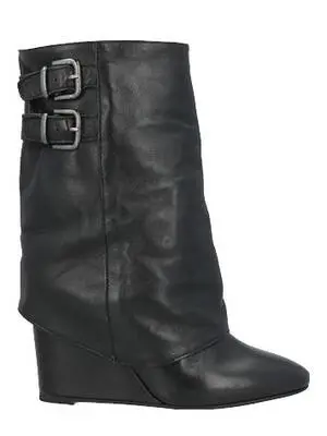 OVYE Leather Ankle Boots With Wedge Heel - Black