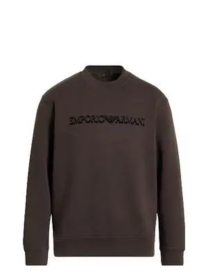 Emporio Armani Cotton Blend Flocked Sweatshirt - Brown