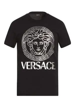 Versace Man T-shirt White Size Xl Cotton Black