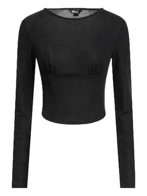 Just Cavalli Metallic Jersey Crop Top - Black