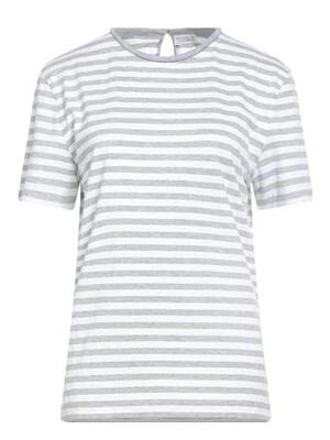Brunello Cucinelli Striped Jersey T-shirt With Embellishment - Grey