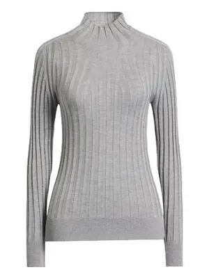 Peserico Turtleneck Virgin Wool Blend Knit Top - Grey