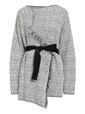 TWINSET Knitted Cardigan With Belt And Fringe Detail - White