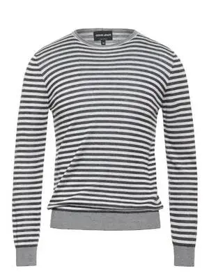 Giorgio Armani Striped Crewneck Sweater - Grey