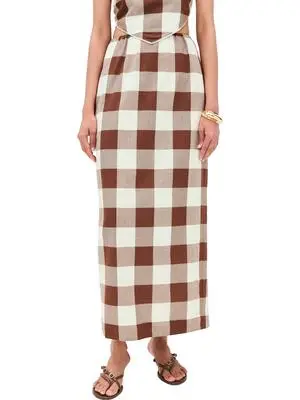 Posse Midi Checkered Skirt - Mocha Gingham