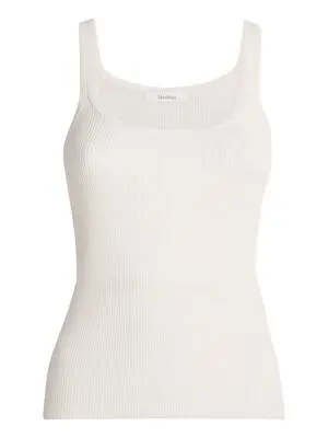 Max Mara Cotton-blend Ribbed Tank Top - White