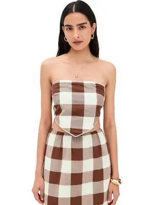 Posse Callie Tie Top - Mocha Gingham