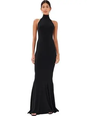 Norma Kamali Halter Fishtail Gown - Black
