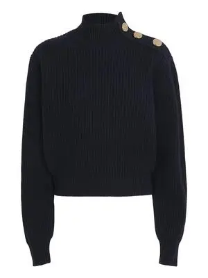 Maje Wool Roll Neck Sweater - Blue