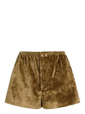 ALFIE Boxer Crushed Velour Shorts - Brown