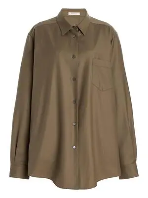 THE ROW Pino Virgin Wool Cady Shirt - Neutral