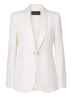 Max Mara Satin-trimmed Virgin Wool Gabardine Blazer - White