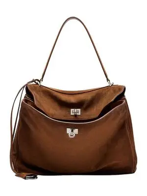 Balenciaga Rodeo Medium Suede Tote Bag - Brown