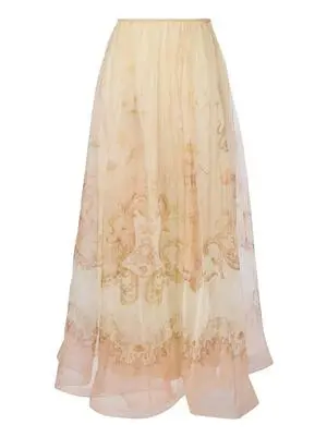 Zimmermann Hypnotic Silk Organza Maxi Skirt - Pink
