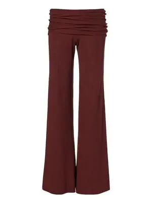 AYA MUSE Silk-blend Wide-leg Pants - Burgundy