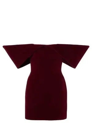 David Koma Off-shoulder Velvet Minidress - Burgundy