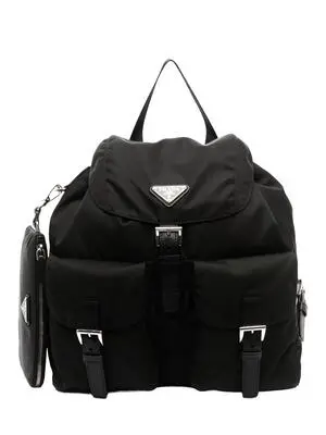 Prada Re-Nylon Backpack With Saffiano Leather Details Black