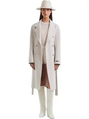 Rudsak Belted Wool-cashmere Blend Coat - White