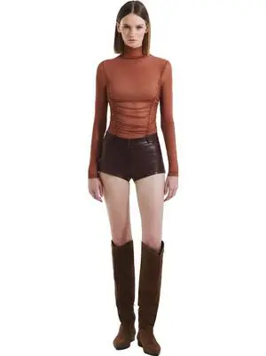 Rudsak Kennedy Leather Hot Shorts - Brown