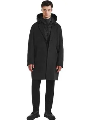 Rudsak Wool-blend Coat With Detachable Dickie - Black / White / Pink / Gray