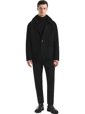 Rudsak Wool-blend Coat With Removable Faux Shearling Collar - Black