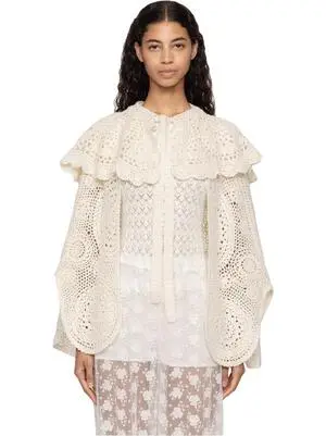 Sea Nara Crochet Cape - White