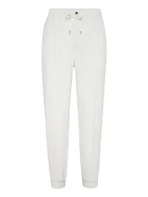 Brunello Cucinelli Cotton-cashmere-blend Crête Sweatpants - White