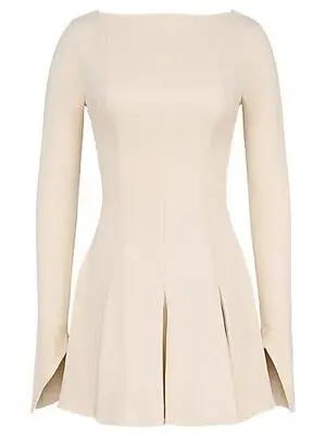 House Of Cb Francesca Long-sleeved Mini Dress - Vintage Cream
